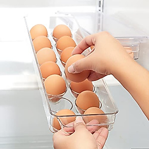 Totally Kitchen Egg Holder for Refrigerator, Fridge Organizers and Storage Clear, BPA-Free Plastic Storage Containers with Lid & Handles, 14 Eggs Tray Bins