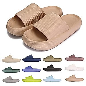 sharllen Pillow Slippers, Super Soft Massage Shower Foam Bathroom Slipper, Non-Slip Quick Drying Open Toe Thick Sole Sandals for Women and Men, Comfortable Soft Home Indoor Slipper