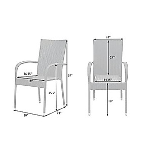 Patio Sense Morgan Outdoor All-Weather Wicker Stacking Woven No Assembly Steel Powder Coated Frame Lightweight Indoor Outdoor Porch Backyard Lawn Garden Balcony - Black - Set of 4