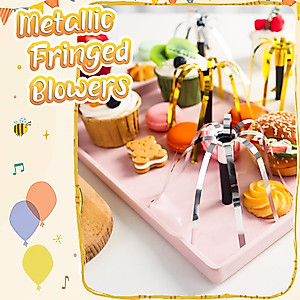 LovesTown 36PCS Metallic Fringed Party Blowers, Glitter Noise Makers Gold Silver Blowouts Whistles for Kids Adults Birthday New Year Sporting Events Graduation Party Supplies