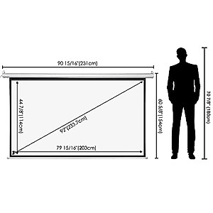 Yescom 92" 16:9 Electric Motorized Projector Screen Auto with Remote Control Home Classroom Meeting Room Bar