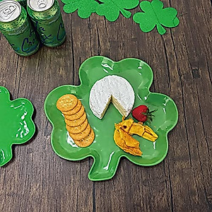 UPware 11.25 Inch Shamrock Shaped Plate Melamine Dinner Salad Plate for St. Patrick's Day Party (Shamrocks)