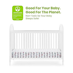 Delta Children Madeline 4-in-1 Convertible Crib - Woven Cane Mesh Panels, Includes Conversion Rails, Greenguard Gold Certified, Bianca White/Textured Almond
