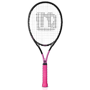 LUNNADE Adults Tennis Racket 27 Inch, Shockproof Carbon Fiber Tennis Racquet Light-Weight, Pre-Strung and Regrip, Suitable for Beginners to Intermediate Players