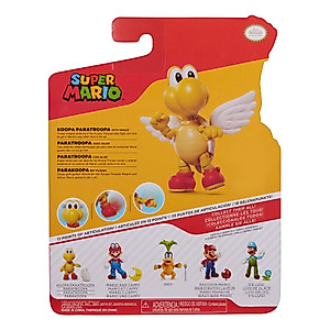 Super Mario Collectible Red para Koopa Troopa 4" Poseable Articulated Action Figure with Wings Accessory, Perfect for Kids & Collectors Alike! for Ages 3+