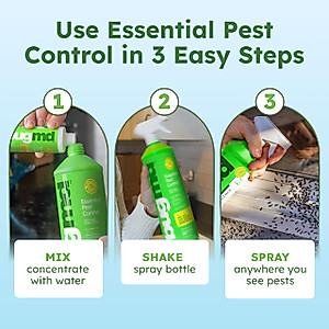 BugMD Ant Killer & Bug Spray - Roach and Cockroach Killer Indoor, Spider and Flea Spray for Home, Fly and Insect Defense, Natural, Safe with Essential Oils, Plant-Powered, Pest Control - Starter Kit