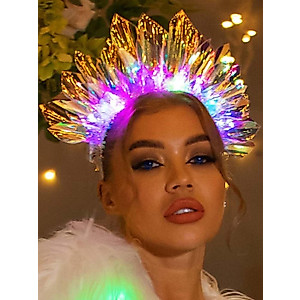 GENBREE Light Up Headband LED Glow Hair Band Rave Party Costume Crown Hair Accessories for Women
