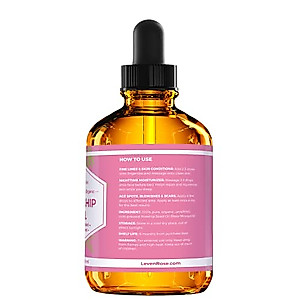 Leven Rose Rosehip Seed Oil, 100% Pure Organic Unrefined Cold Pressed Anti Aging Rose Hip Moisturizer for Hair Skin & Nails, 4 Fl. oz…