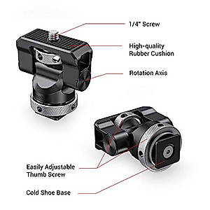 SMALLRIG Field Monitor Mount Holder with Cold Shoe and 1/4" Inch Screw for 5 Inch and 7 Inch Monitor, with 360 Degree Swivel and 140 Degree Tilt, Rubber Cushion, Aluminum Alloy Build - BSE2346