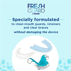 Fresh Guard Soak Specially Formulated CLEANER for Retainers Mouthguards& Removable Braces-24 Count & DenTek Professional Fit Maximum Protection Dental Guard-1