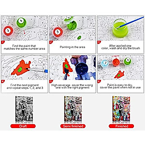 Graffiti Little Boy and Girl Paint by Numbers for Adults Modern Art Figure Street Painting by Numbers for Adults Beginner Acrylic Oil Painting Set Bohemian Style Girl Wall Decoration-16x20 Inch