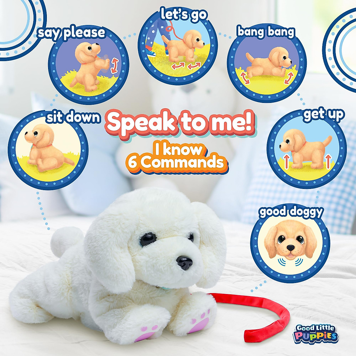 Team Power Voice Command Labrador Puppy Robot Dog - Interactive Plush Pet Kids Toys, Knows 6 Tricks and Likes Walks, Stuffed Animal Toddler Toys for Girls and Boys 3 Year Old and Above Gifts