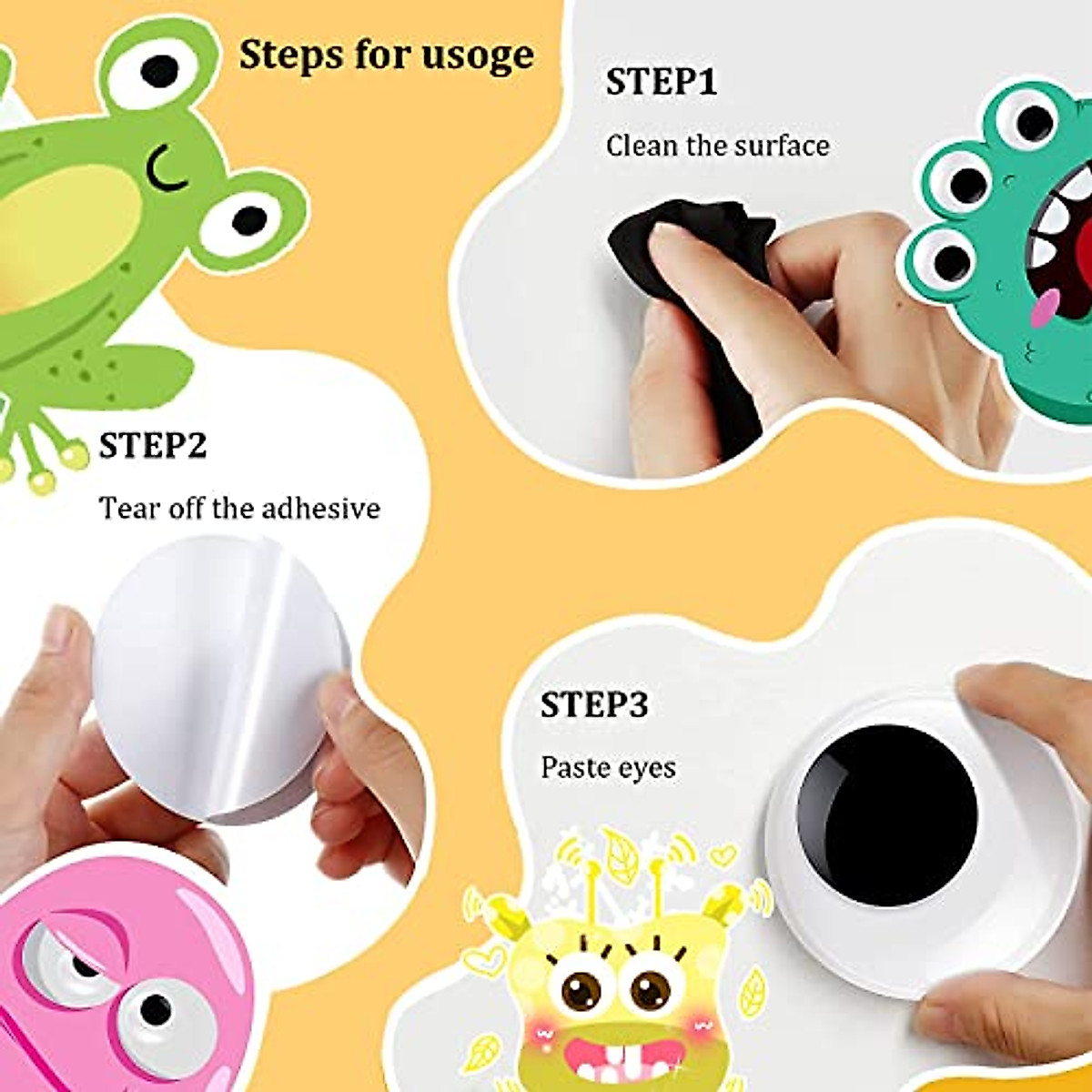 Wiggle Eyes Self-Adhesive Round, 3.93in/3.14in Self Adhesive Black White Plastic Wiggle Eyes for Party Decorations Refrigerator Door Christmas Trees Lawns Car Classroom DIY Craft Projects