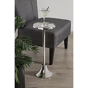 Kate and Laurel Sanzo Modern Pedestal Side Table, 9 x 9 x 23, Silver, Decorative End Table with Sleek Tabletop