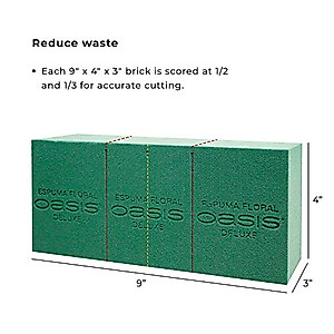 Oasis Smithers Floral Foam Deluxe - Foam Bricks - Craft Blocks - Foam for Dry Flowers - Lightweight Green Foam - Florist Foam for Arrangements and Decorations - 6 Pack