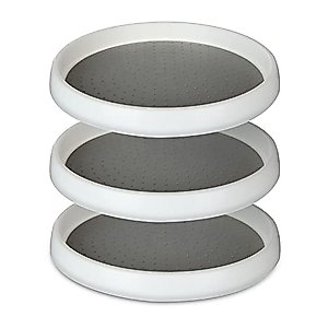 FVIEXE 3PCS Non-Skid Cabinet Lazy Susan Turntable 10 Inch, 360 Degree Rotating Kitchen Spice Rack Spinning Lazy Susan Turntable Organizer, Pantry Countertop Vanity Bathroom Display Stand White / Gray