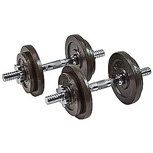 Signature Fitness Contoured Handle Cast Iron Adjustable Dumbbell Weight Set,Gray