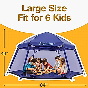 Alvantor Kids Tents Pop Up Play Tent Indoor Outdoor Playhouse for Babies Toddlers Children Camping Playground Playpen Play Yard 7'x7'x44 H Navy Patent