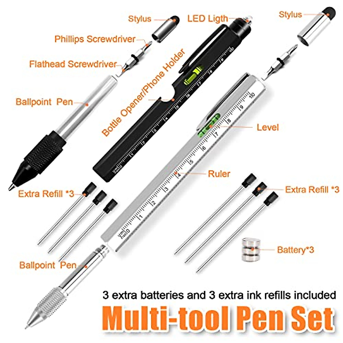 Gifts for Men, 9 in 1 Multitool Pen Set and 18 in 1 Snowflake Multitool, Gifts for Men Who Have Everything
