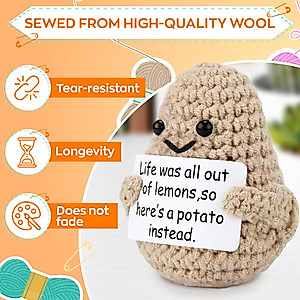 Crochet Positive Potato - Emotional Support Potato Positive Crochet New Years Gifts Small Potatoes Emotional Support Plush Crochet Potato Positive Tiny Potato Toy - Positive Potato Crochet Gifts