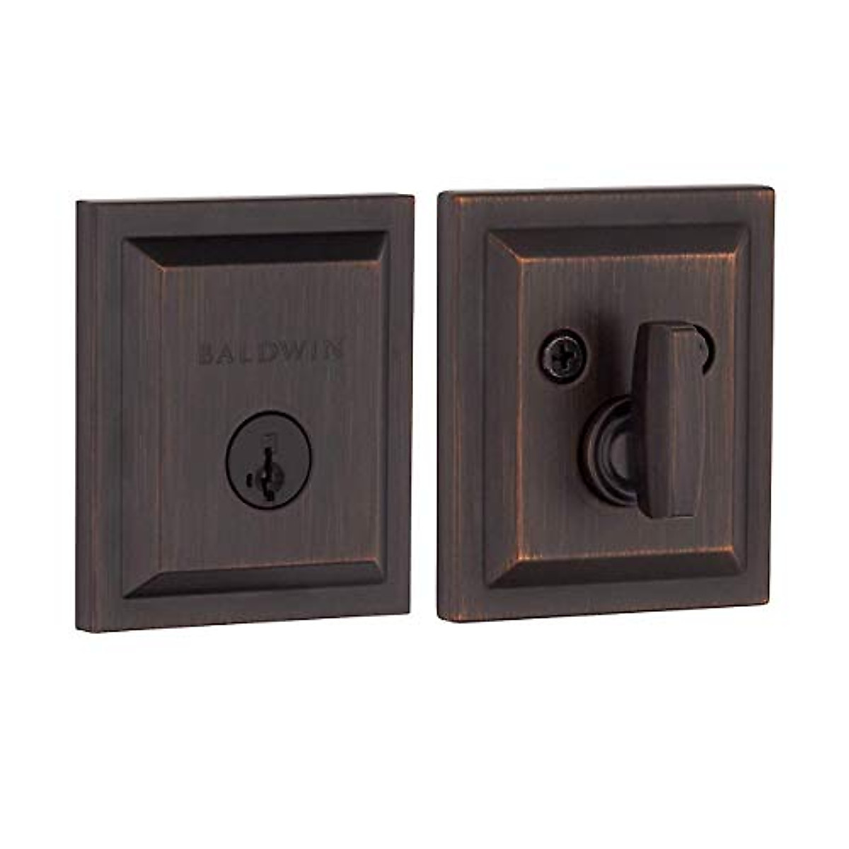 Baldwin Spyglass, Single Cylinder Front Door Deadbolt Featuring SmartKey Re-key Technology and Microban Protection, in Venetian Bronze