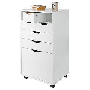 Winsome Halifax Bins & Drawers Multi-Storage Tall Mobile Cabinet, White