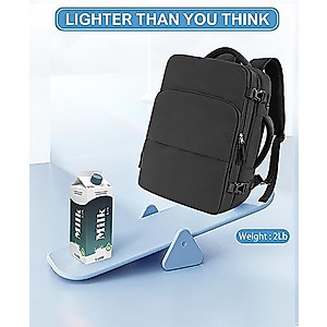 Beraliy Large Travel Backpack, Personal Item Bag for Airlines, Carry On Luggage, Hiking Backpack,Laptop Backpack, Lightweight College Work Gym Weekender Bag Men Women, Black