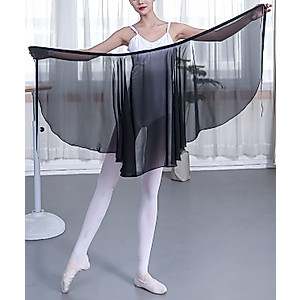 HOEREV Adult Sheer Wrap Skirt Ballet Skirt Ballet Dance Dancewear, Medium, Black