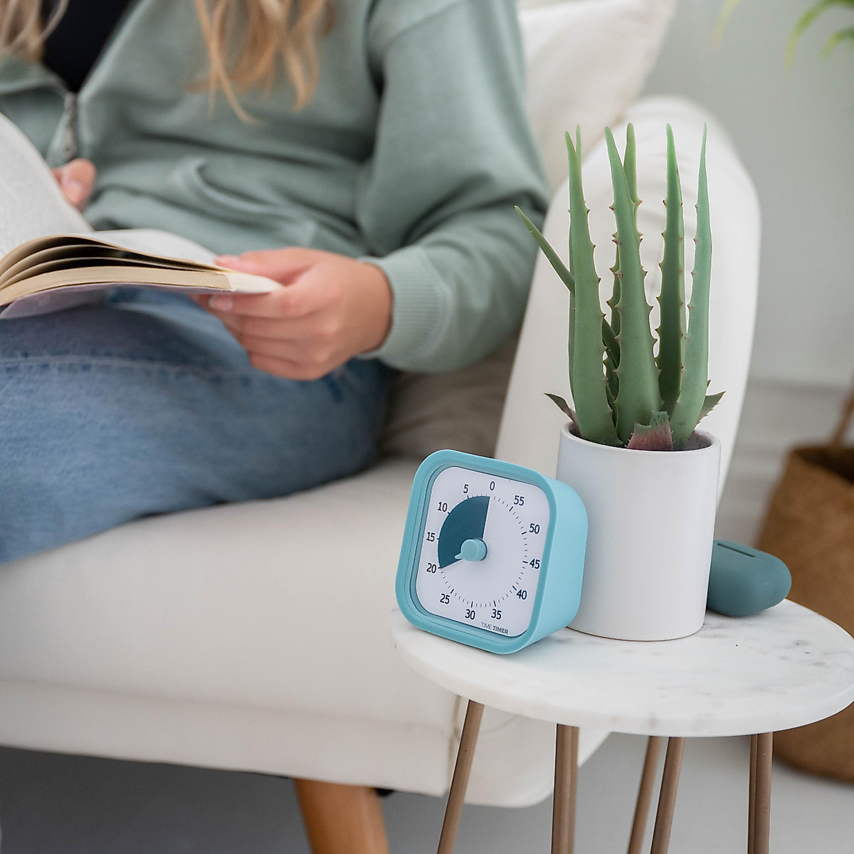 TIME TIMER Home MOD - 60 Minute Kids Visual Timer Home Edition - for Homeschool Supplies Study Tool, Timer for Kids Desk, Office Desk and Meetings with Silent Operation (Lake Day Blue)