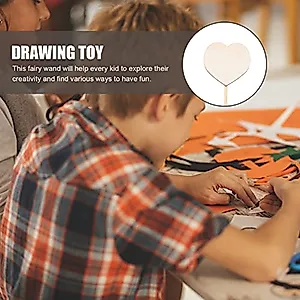 STOBOK Princess Fairy Wand Stick: 8PCS Unfinished Wooden DIY Crafts Heart Shaped Magical Wand for Girls Art Show Cosplay Costume Party