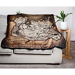 The Elder Scrolls Province of Skyrim Map Plush Throw Blanket |Soft Fleece Blanket, Cozy Sherpa Cover For Sofa And Bed| 45 x 60 Inches