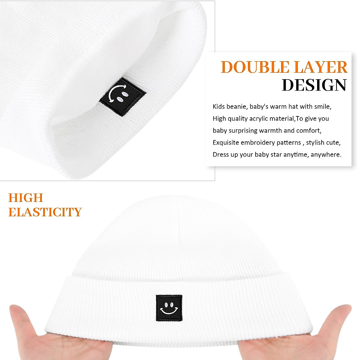 DANMY Baby Beanie Hat, Newborn Toddler Winter Warm Knit Hat, Kids Soft Beanie Cap