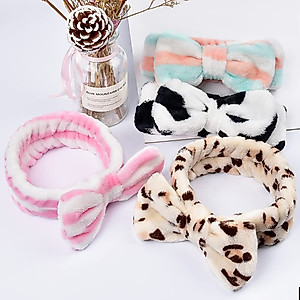 IKOCO Makeup Headband, 4Pcs Spa Headband for Washing Face, Soft Bow Skincare Headbands for Women Girls