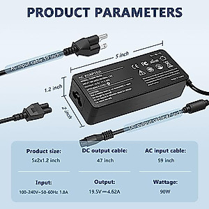 90W Universal AC Adapter Laptop Charger Compatible with HP Dell Lenovo Acer Asus Toshiba Samsung IBM Sony Fujitsu Gateway Notebook Ultrabook Chromebook Power Supply Cord with 16 Connectors