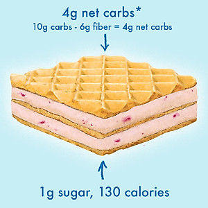 Rip Van Strawberry Keto Wafer Cookies - Healthy Vegan Snacks - Non GMO, Low Sugar (1g), Low Calorie - 16 Count