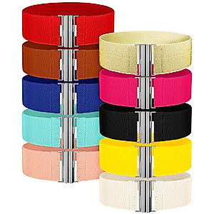 SATINIOR 10 Pieces Stretchy Vintage Waist Belts with Buckle Elastic Belt (26.77 Inch) Multicolor