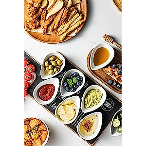 Miamolo 8 Pack Dipping Sauce Bowls, 3 Oz Ceramic Soy Sauce Dish Dip Bowls Water Drop Shape, Small Bowls for Side Dishes, Sushi, Ice Cream, Appetizer, BBQ, Party