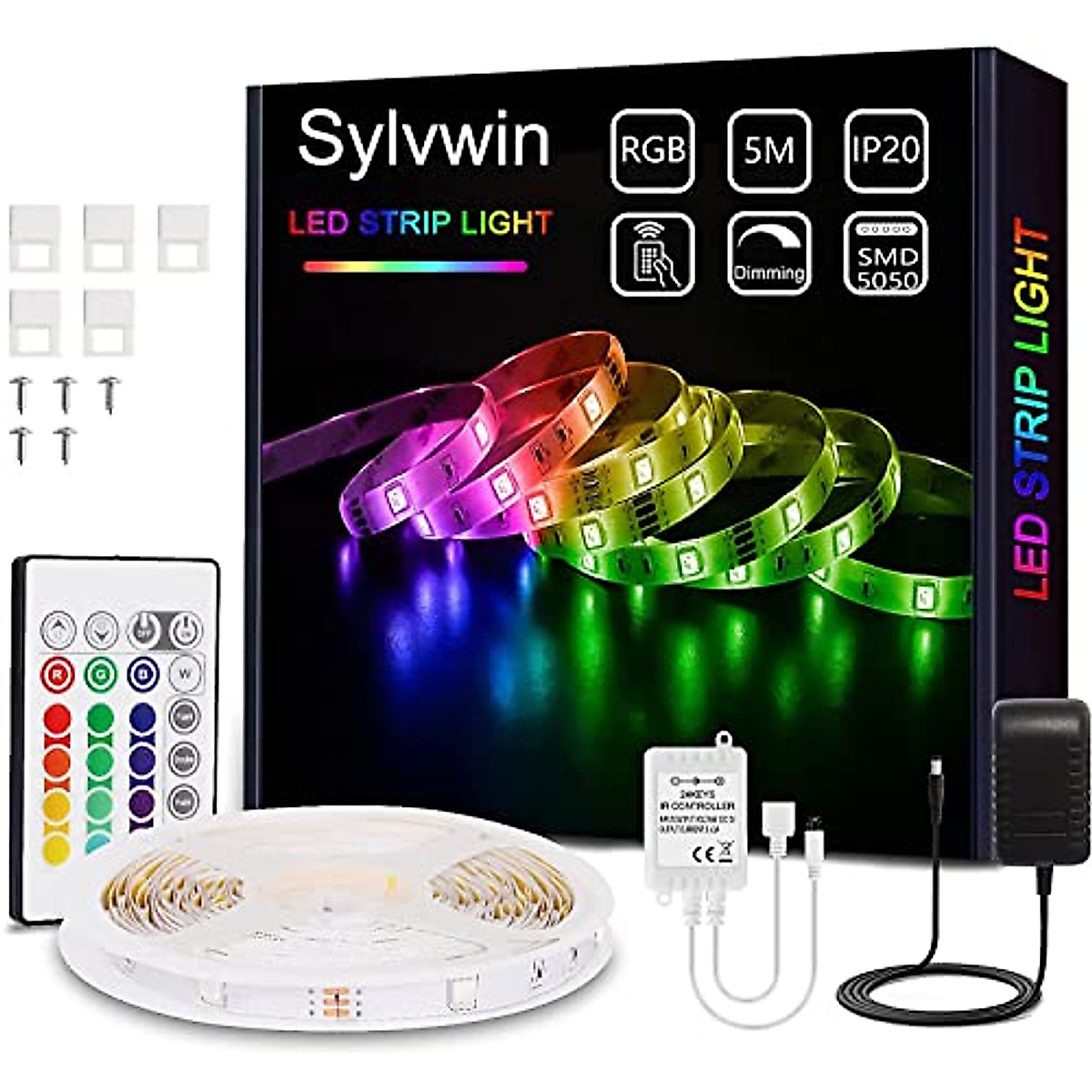 LED Strip Lights 16.4FT,RGB Strip Lights with Color Changing&LED Lights for TV 65-75in,14.3ft USB TV Led Backlight with Music Sync,RGB Led Strip Lights with Bluetooth Remote,Room Led Lights for Bedro