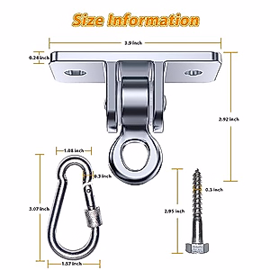 Digtichnny Swing Hangers Heavy Duty, 304 Stainless Steel Porch Swing Hooks Hanging Kit Swing Brackets Hardware Set Parts Smooth Silent