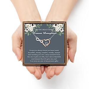 OKEYCH Bonus Daughter Gift From Step Mom Dad, To My Stepdaughter Necklace, Stepdaughter Gift From Stepmom Stepdad, Adopted Daughter Birthday Gift (To My Stepdaughter Necklace)