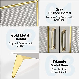 Tribesigns Shoe Cabinet with Doors, 5-Tier Modern Shoe Storage Cabinet for Entryway Hallway, Shoe Rack Organizer with Removable Shelves for 15-20 Pair of Shoes, Gray