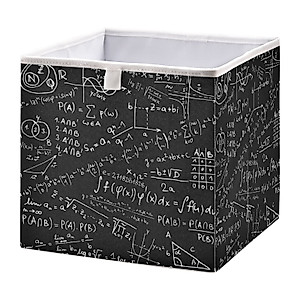 Kigai Math Formula Doodle Storage Basket,Collapsible Cube Storage Bin for Organizing Storage Bedroom Home Decor Closet Shelf Office,11.02x11.02x11.02 Inch