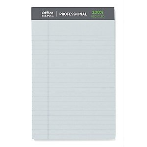 Office Depot Professional Legal Pad, 5in. x 8in., Assorted Colors, Narrow Ruled, 50 Sheets, 6 Pads/Pack, 99510