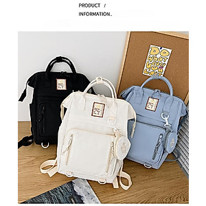 DEEPWIN Kawaii Backpack With Cute Accessories Nylon Shoulder Crossbody Backpack With Small Wallet Accessories (BLACK)