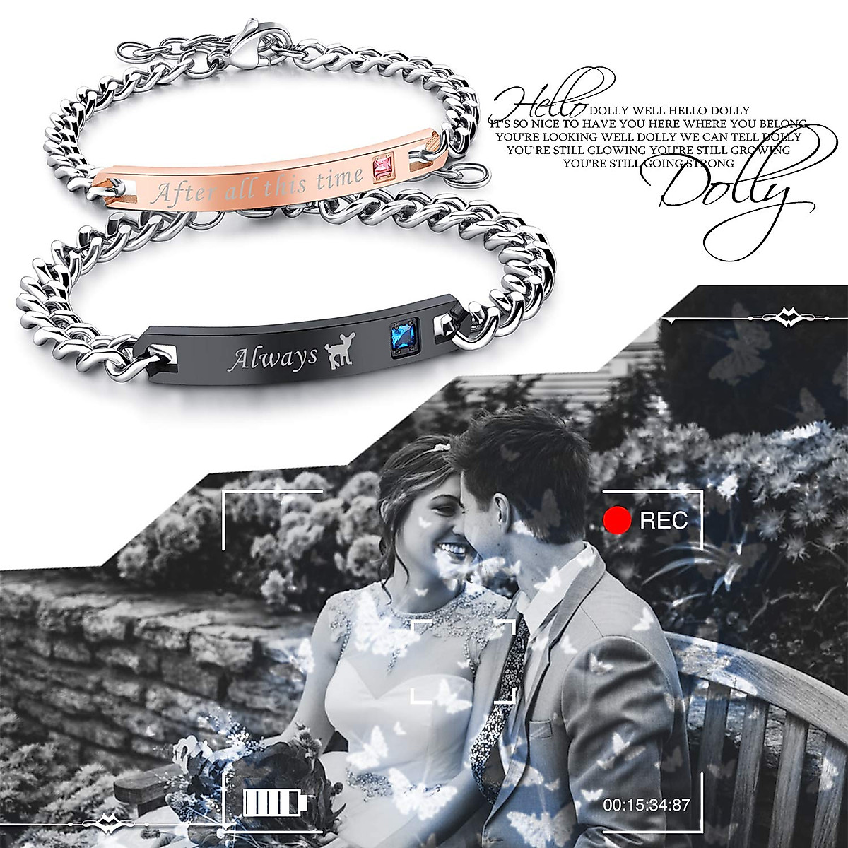OIDEA 2pcs Stainless Steel His Hers After All This time Always Bracelets for Boyfriend and Girlfriend Valentines Day Gift