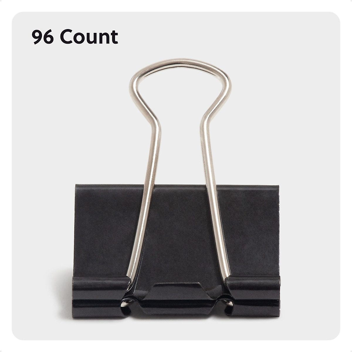 U Brands Binder Clips, Medium 1-1/4-Inch Width, 1/2-Inch Paper Holding Capacity, Black and Silver Steel, 96-Count - 656U08-24