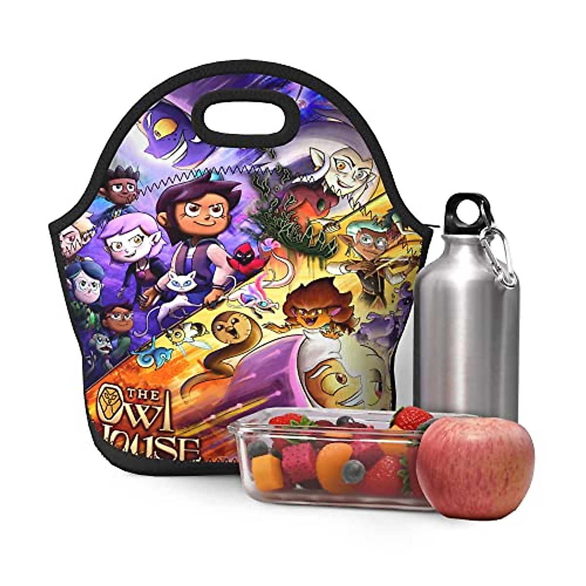 atgzfdr The Owl Anime House Lunch Bag Neoprene Zipper Lunch Box Insulated Picnic Bag Lightweight Tote Bags 11.4x11x5.5 Inches