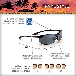 Maui Jim Men's and Women's Banyans Polarized Rimless Sunglasses, Gloss Black/Neutral Grey, Large