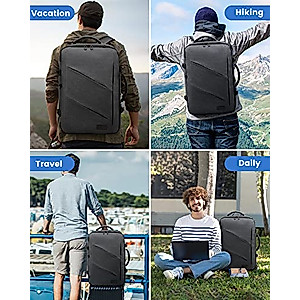 LOVEVOOK Travel Backpack, 30-40L Expandable Extra Large Backpack with Lock, Carry on Backpack 17 Inch with USB Port, Anti-Theft Water Resistant Business Backpack for Men Women, Dark Grey