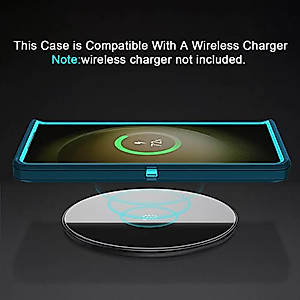 I-HONVA for Samsung Galaxy S23 Ultra Case with 2 Pack Camera Lens Protector Heavy Duty Shockproof 3-Layer Full Body Protection Durable Cover Case for Galaxy S23 Ultra 5G 6.8 inch 2023,Turquoise